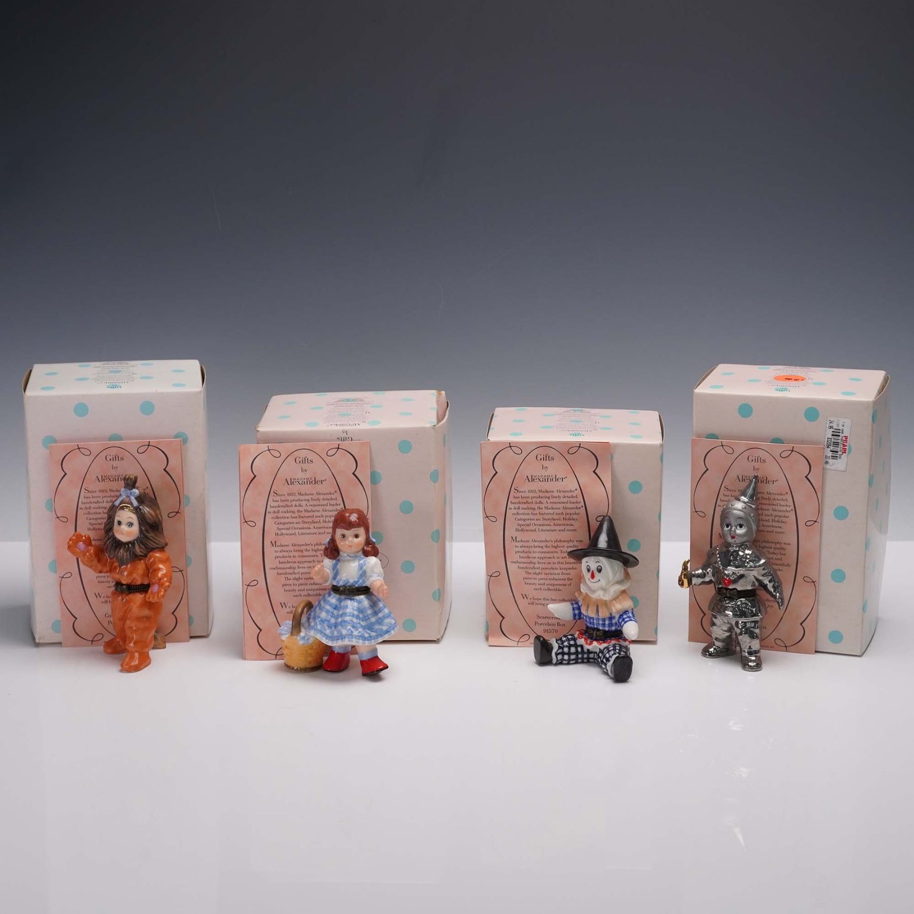 4pc Madame Alexander Porcelain Figural Boxes " Wizard of Oz Characters