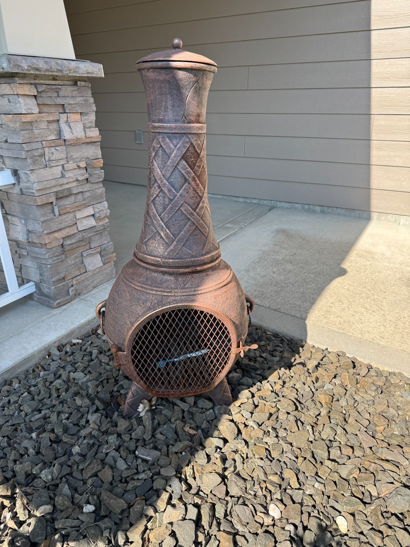 Outdoor cast-iron fireplace 41 inches tall