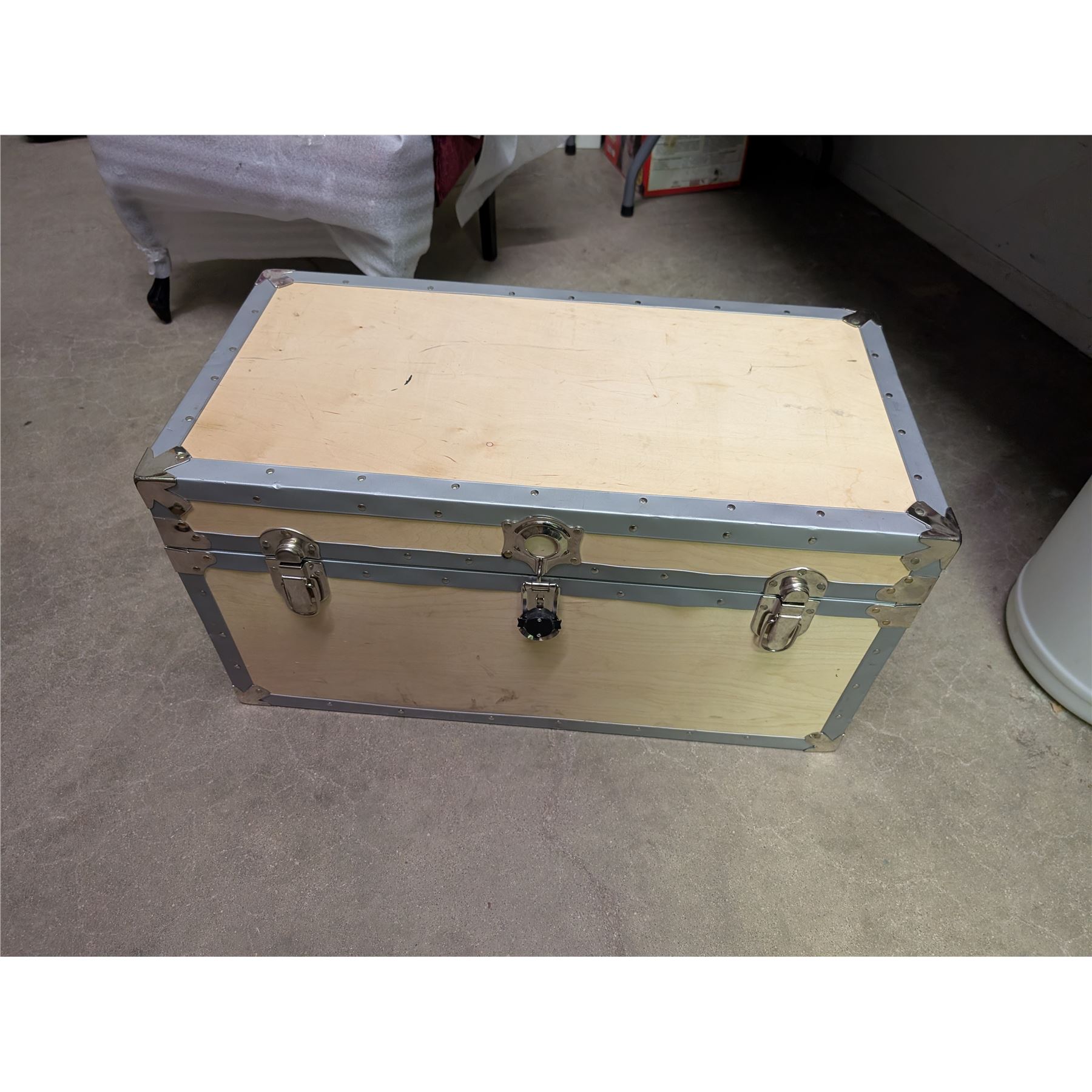 Wooden Cedar Trunk Foot Locker Steamer
