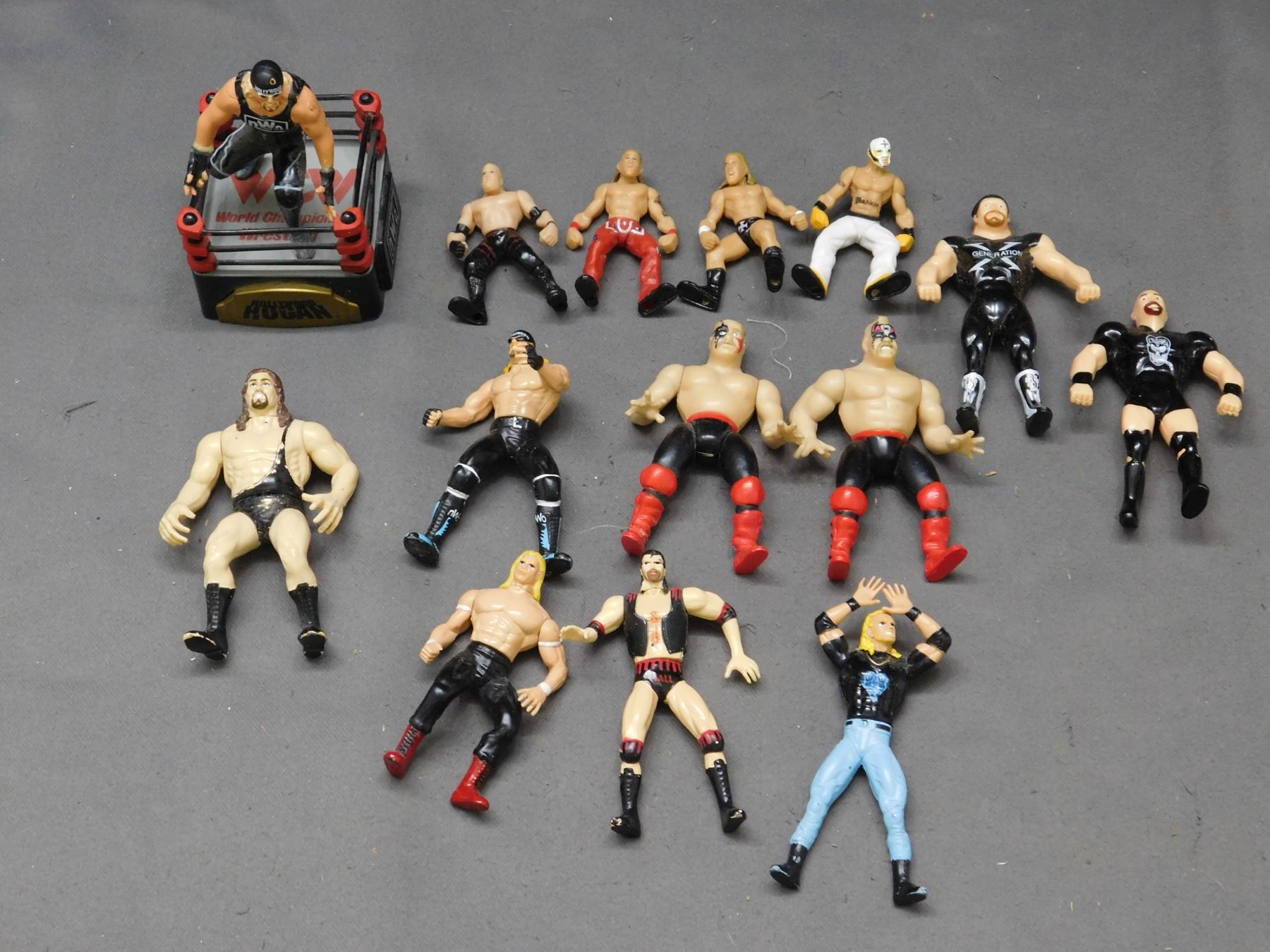 Lot of WWE WWF Miniature Wrestling Toys Micro Aggressors, Slammers, Jakks