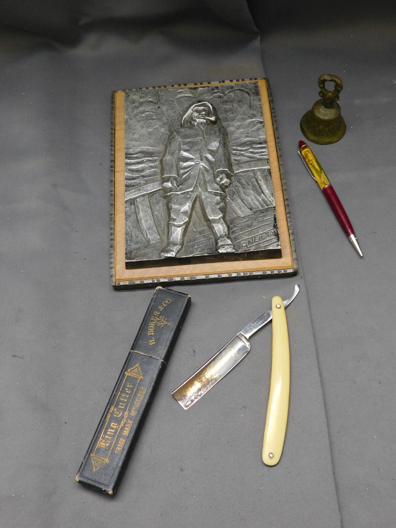 Lot of 4 Ariel Bruce Neilson Metal Relief Plaque, Vintage Bell, Empress ...