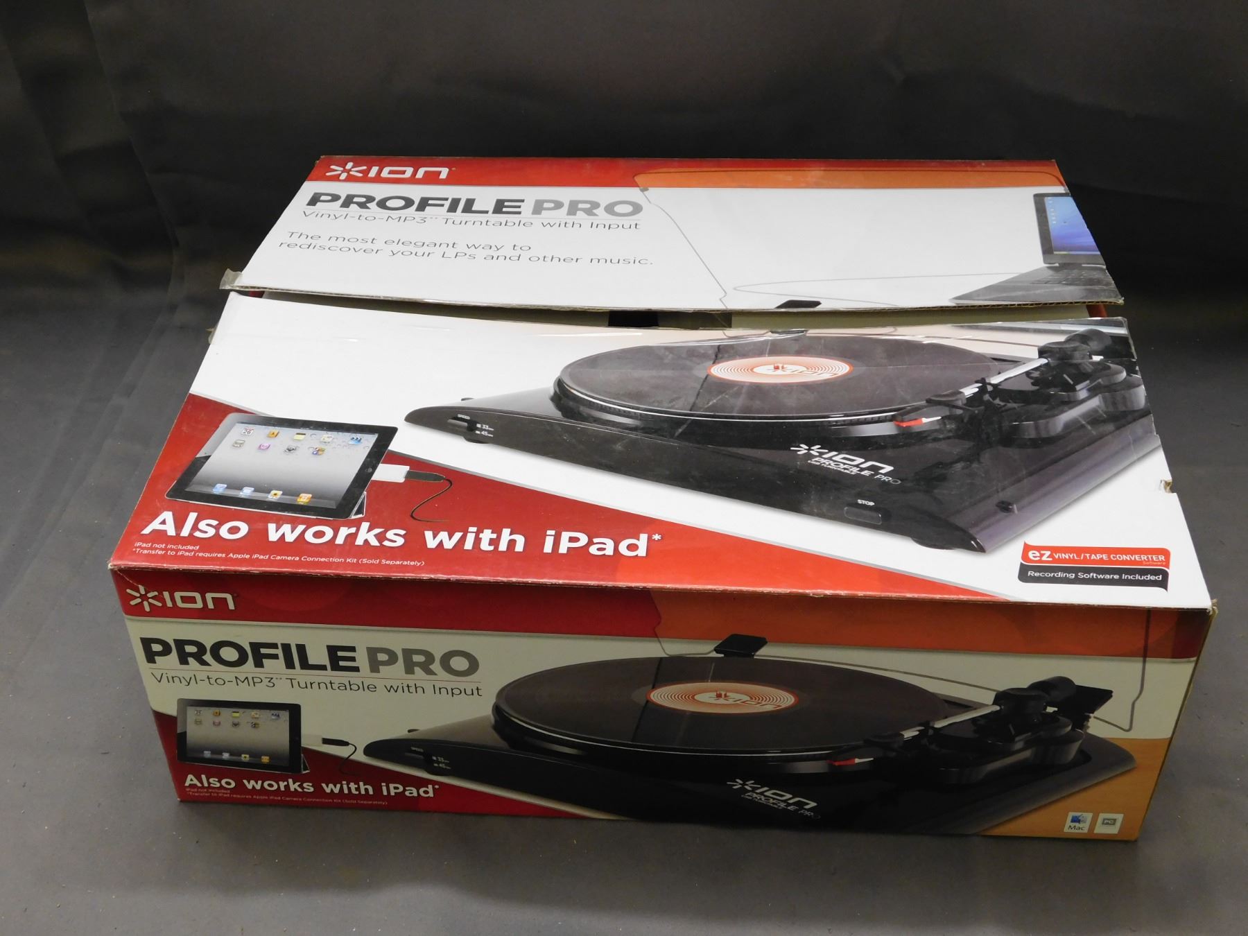 Ion Profile Pro Vinyl to MP3 Turntable with Input, iPad Compatible