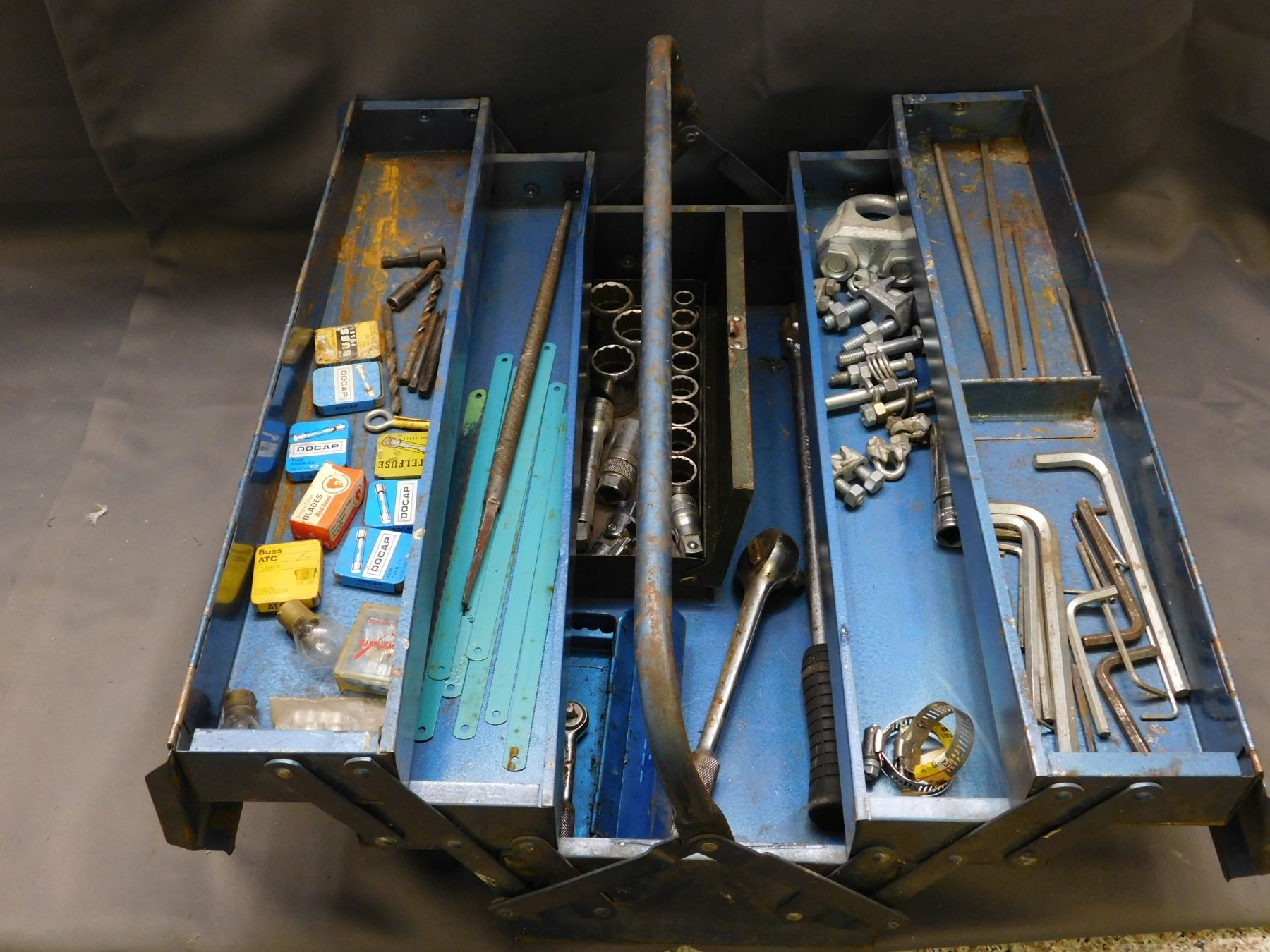 Fold Out Tool Box with Assorted Allen Keys, Tools, Bits