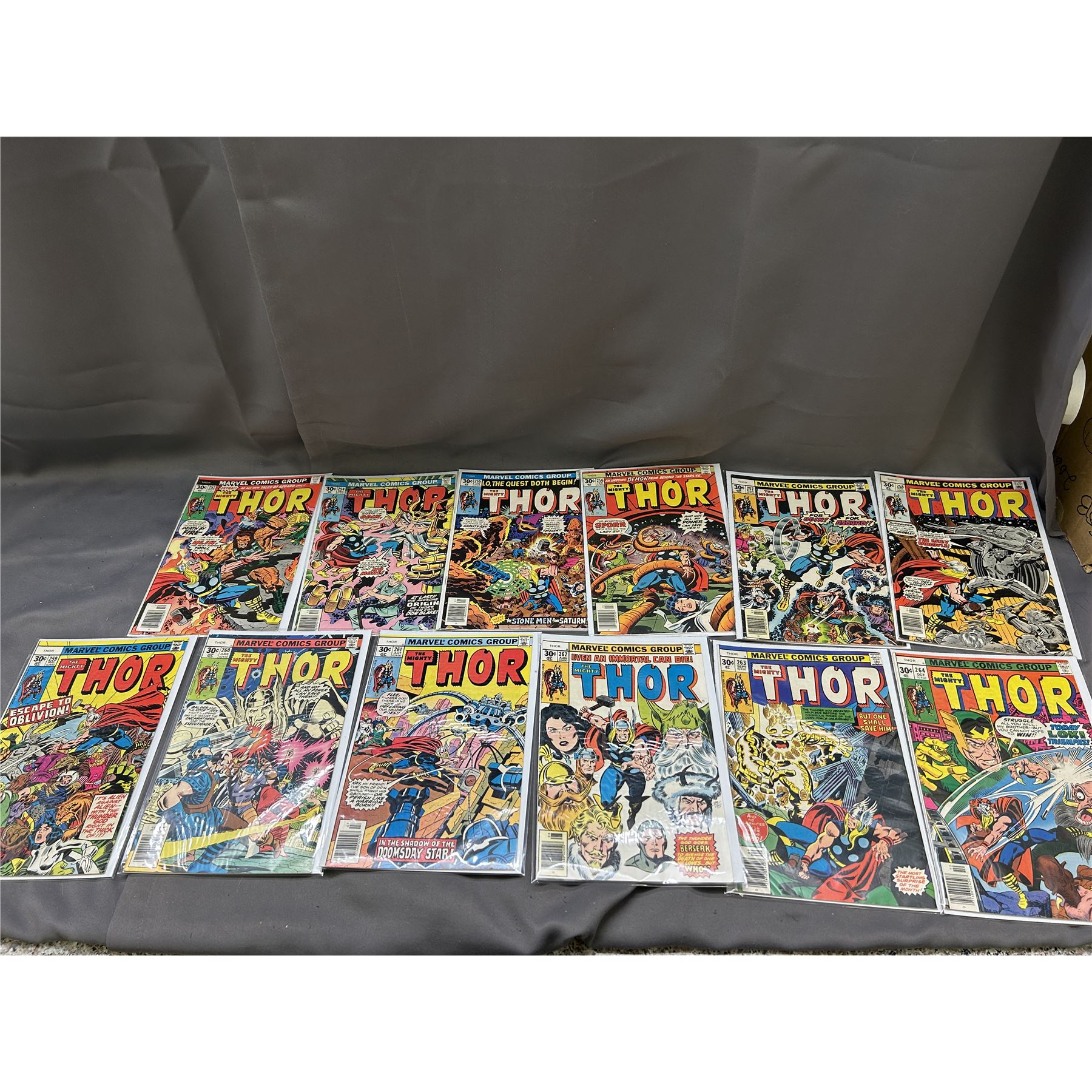 Lot of 12 Thor Comics Issues Ranging from #252-264