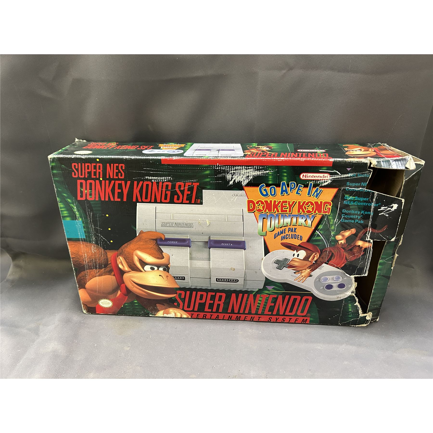 SNES Super Nintendo Donkey Kong Set Boxed Video Game Console Bundle