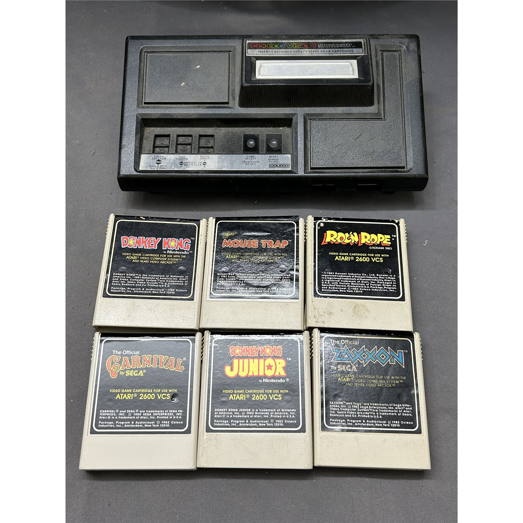 Colecovision Expansion Module 1 w 6 Coleco Brand Atari 2600 Games