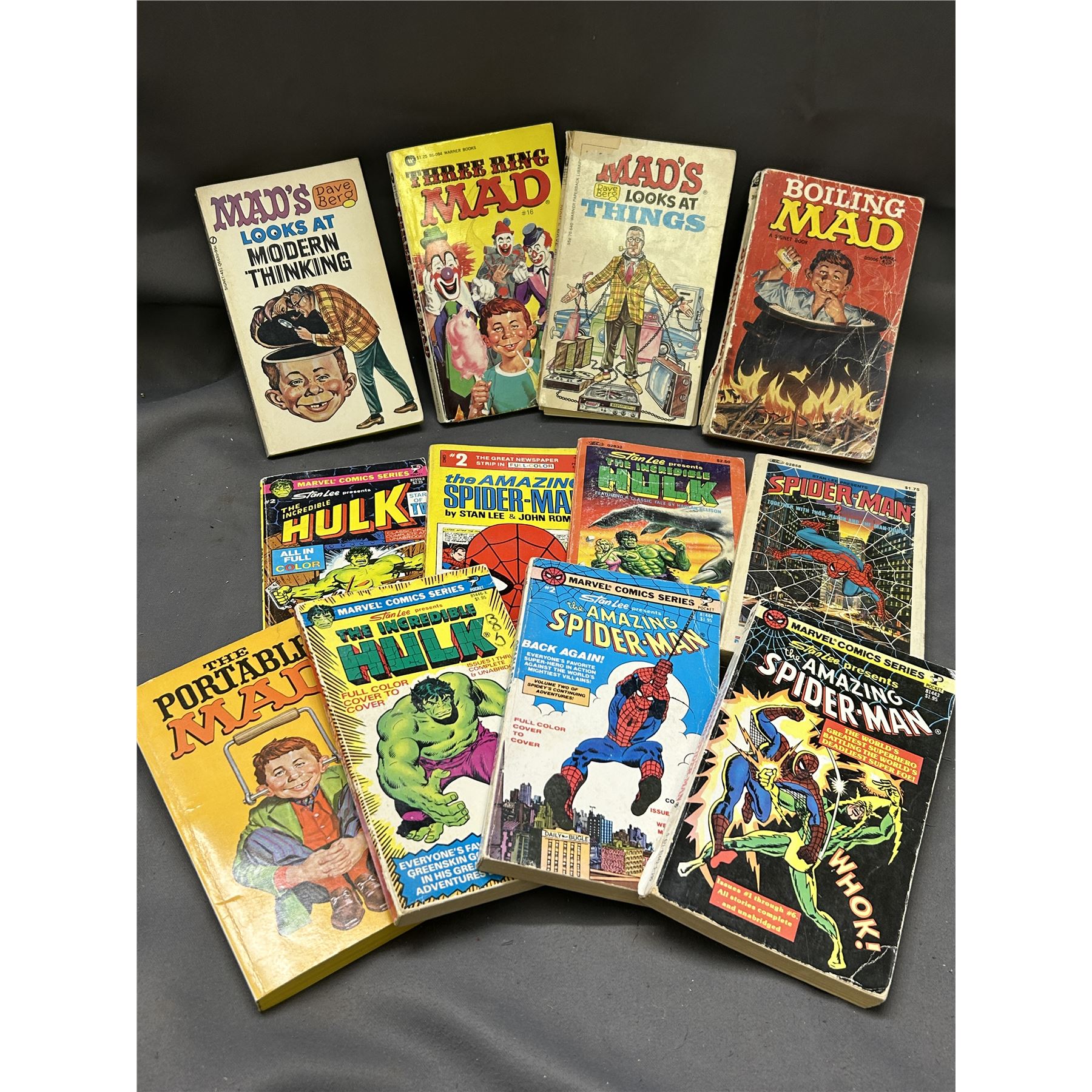 Lot of 12 Marvel Pocket Books Spider-Man, MAD Magazine Pocket Books ...