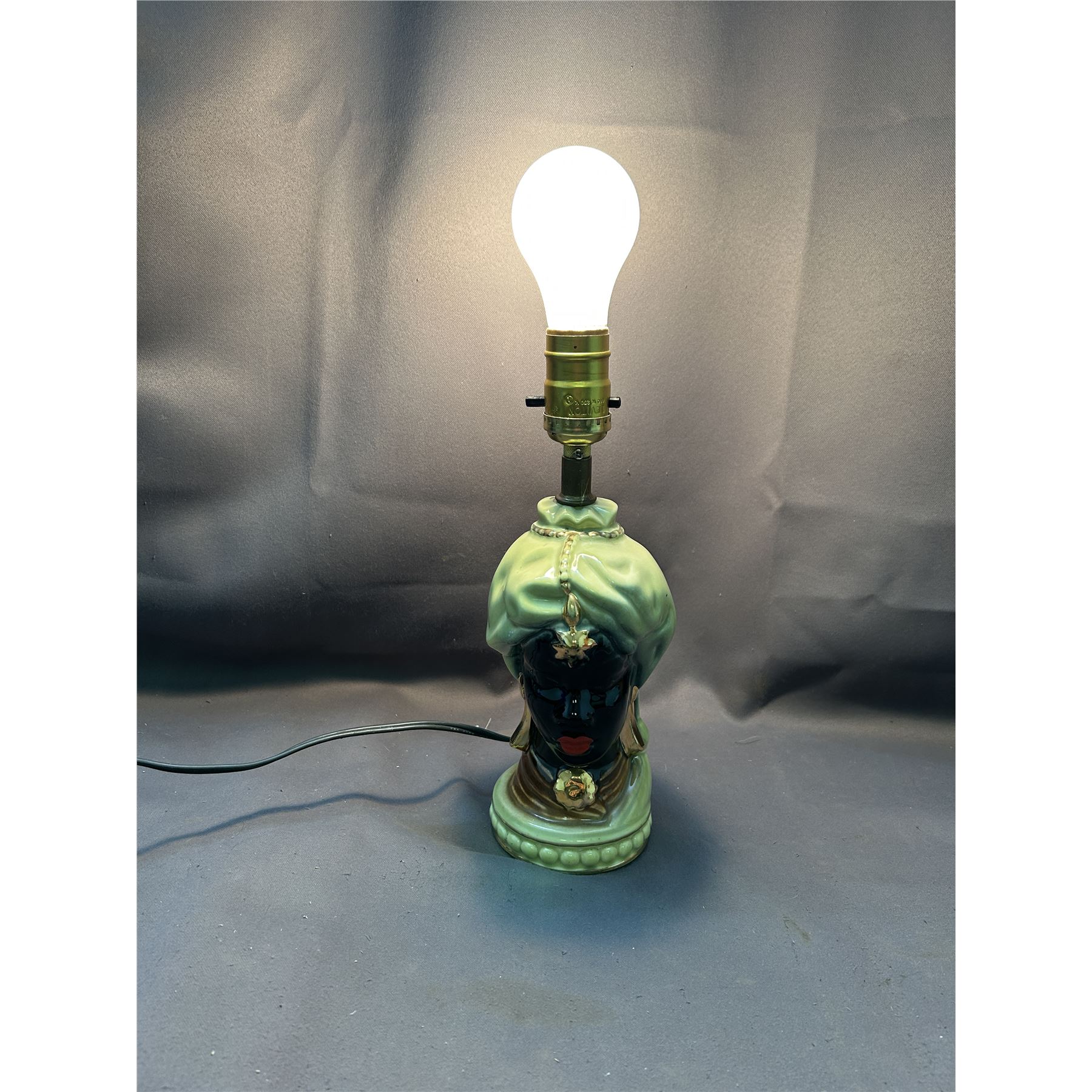 Vintage Ceramic Woman's Head Ceramic Lamp Base 11"
