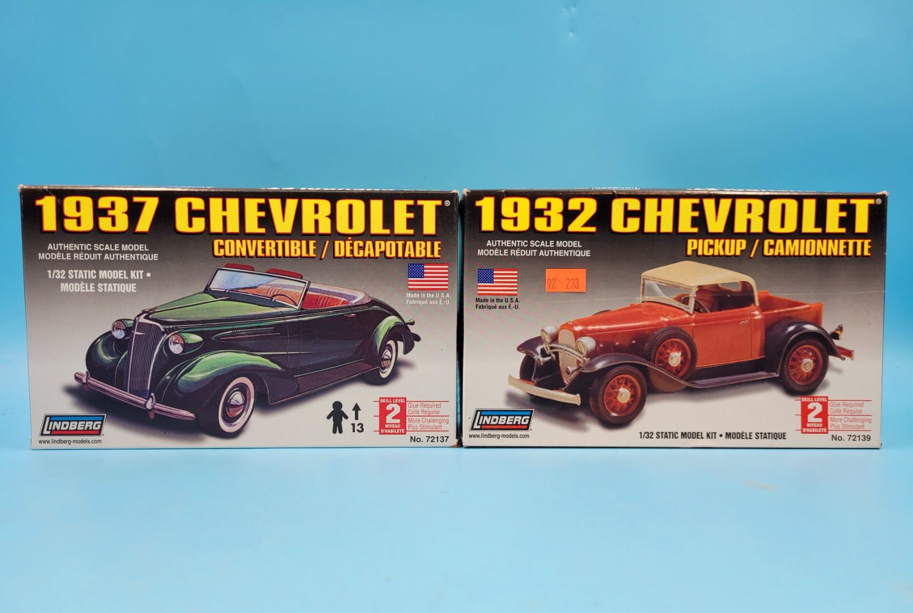 Unbuilt '37 Chevrolet Convertible 1:32 Model Kit & '32 Chevrolet Pickup ...