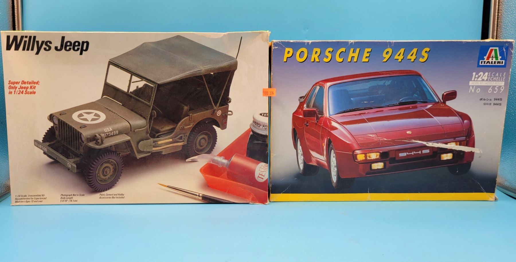 Unbuilt Willy's Jeep 1:24 Model Kit & Porsche 944S 1:24 Model Kit