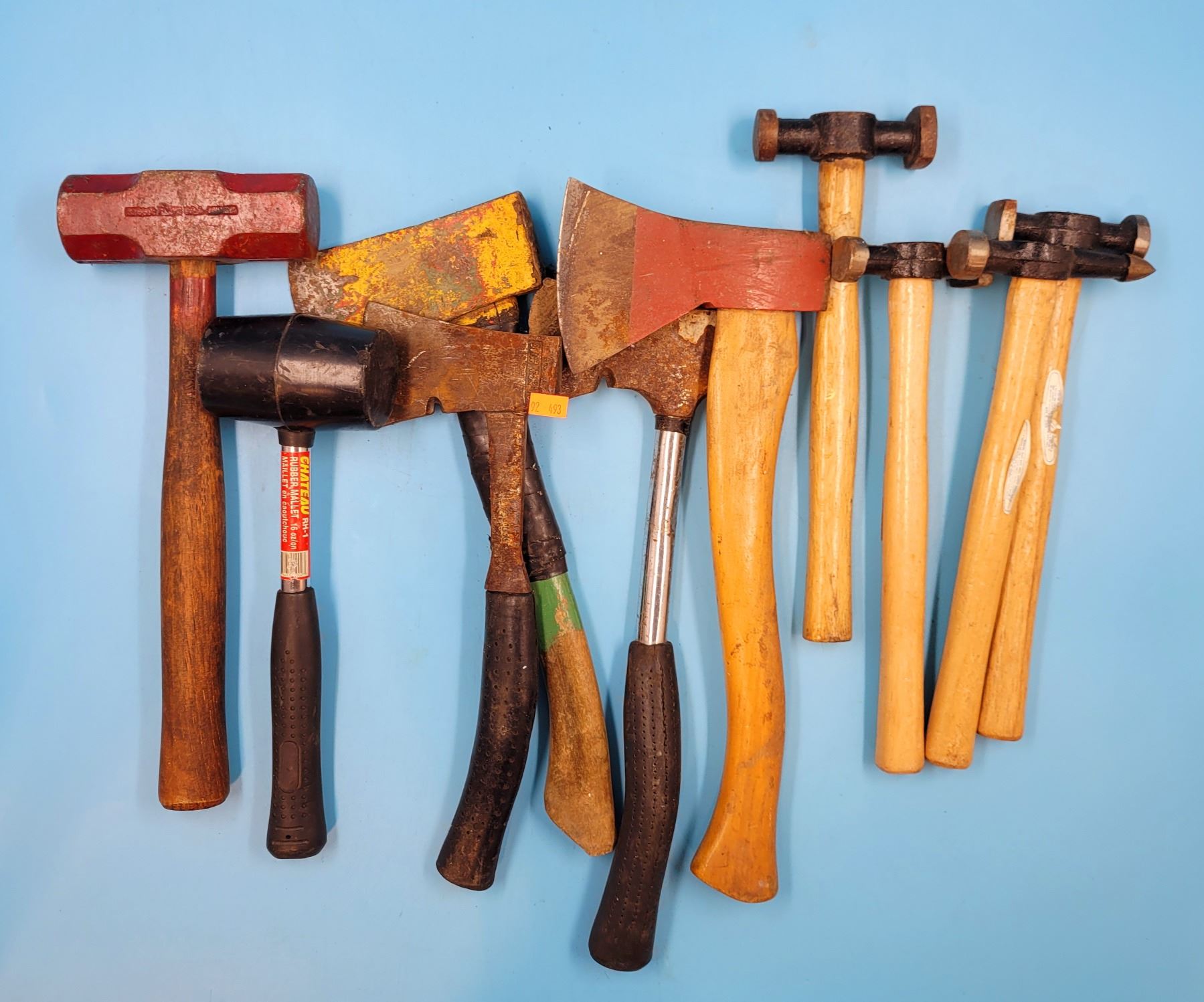 Hammer & Axe Lot w/ Sledgehammer, Splitting Axe, Ball Peen Hammers, & More