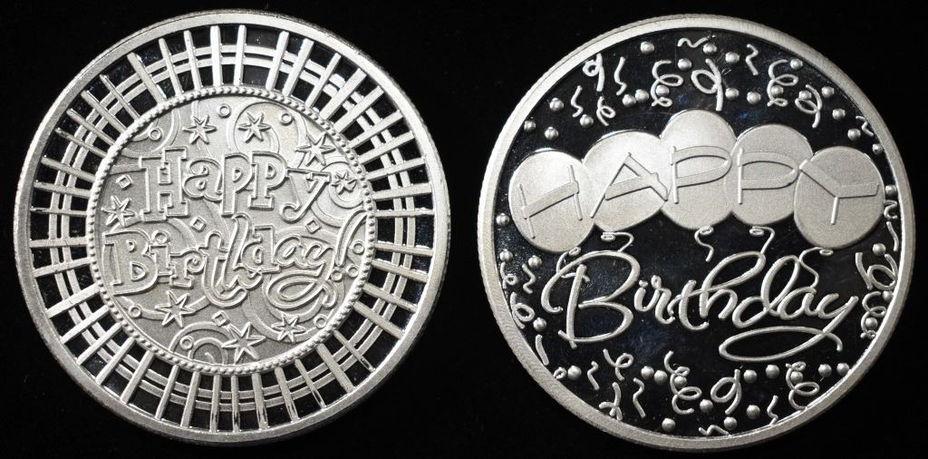 (2) 1 OZ HAPPY BIRTHDAY .999 SILVER ROUNDS