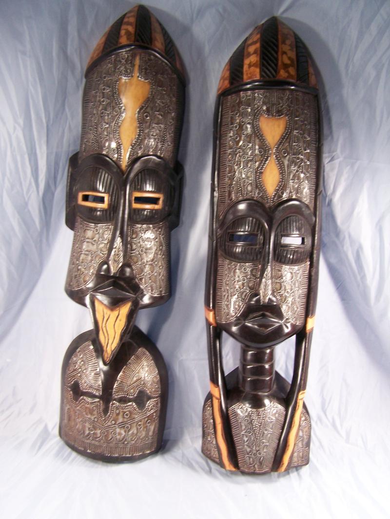 Pair of Very Large Ghana Africa Tribal Masks