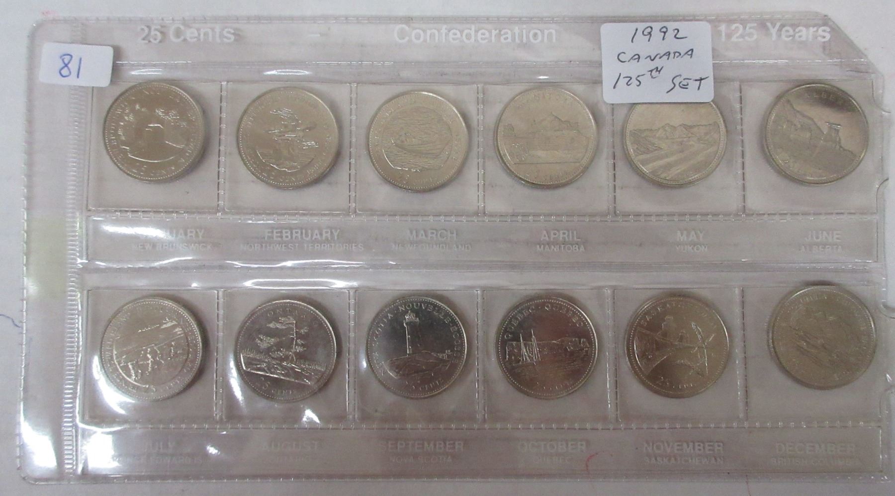 1992 canadian 125th provincial quarters set - Schmalz Auctions
