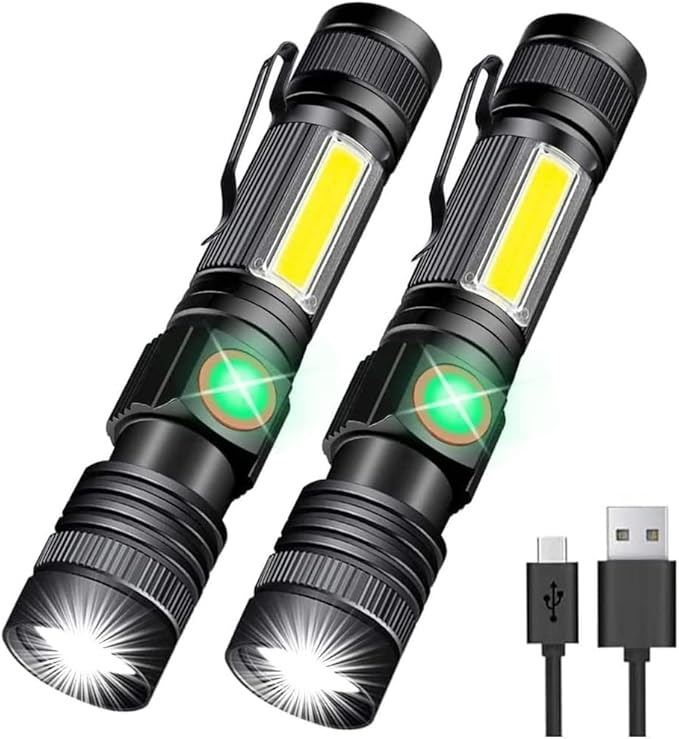 2-Pack of LED Tactical Flashlights (Model:S2600) - Rechargeable Design ...