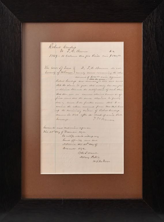 Texas Ranger Thomas H. Barron 1872 Letter