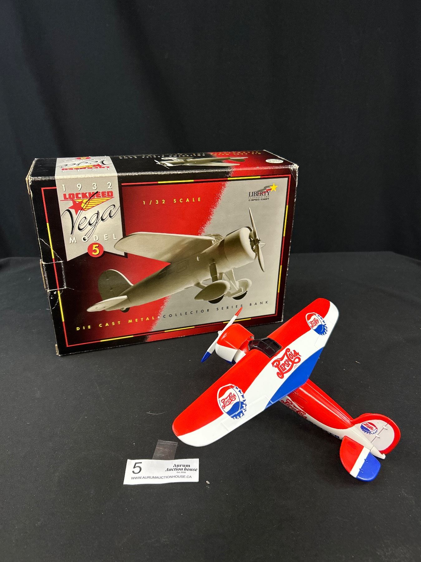 1932 Lockheed Vega Model 5 1/32 Scale Diecast Metal Plane in Original Box