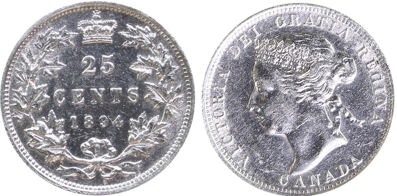 1894 25¢ ICCS Extra Fine-40. Bright example with plenty of details for ...