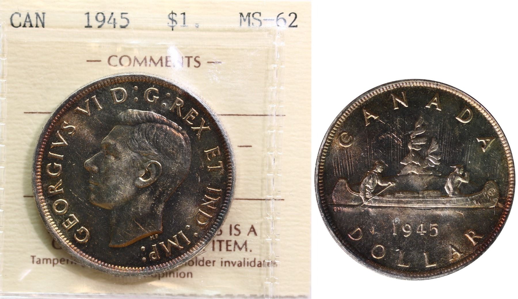 1945 $1 ICCS Choice Mint State-62 Fully lustrous with attractive gold ...