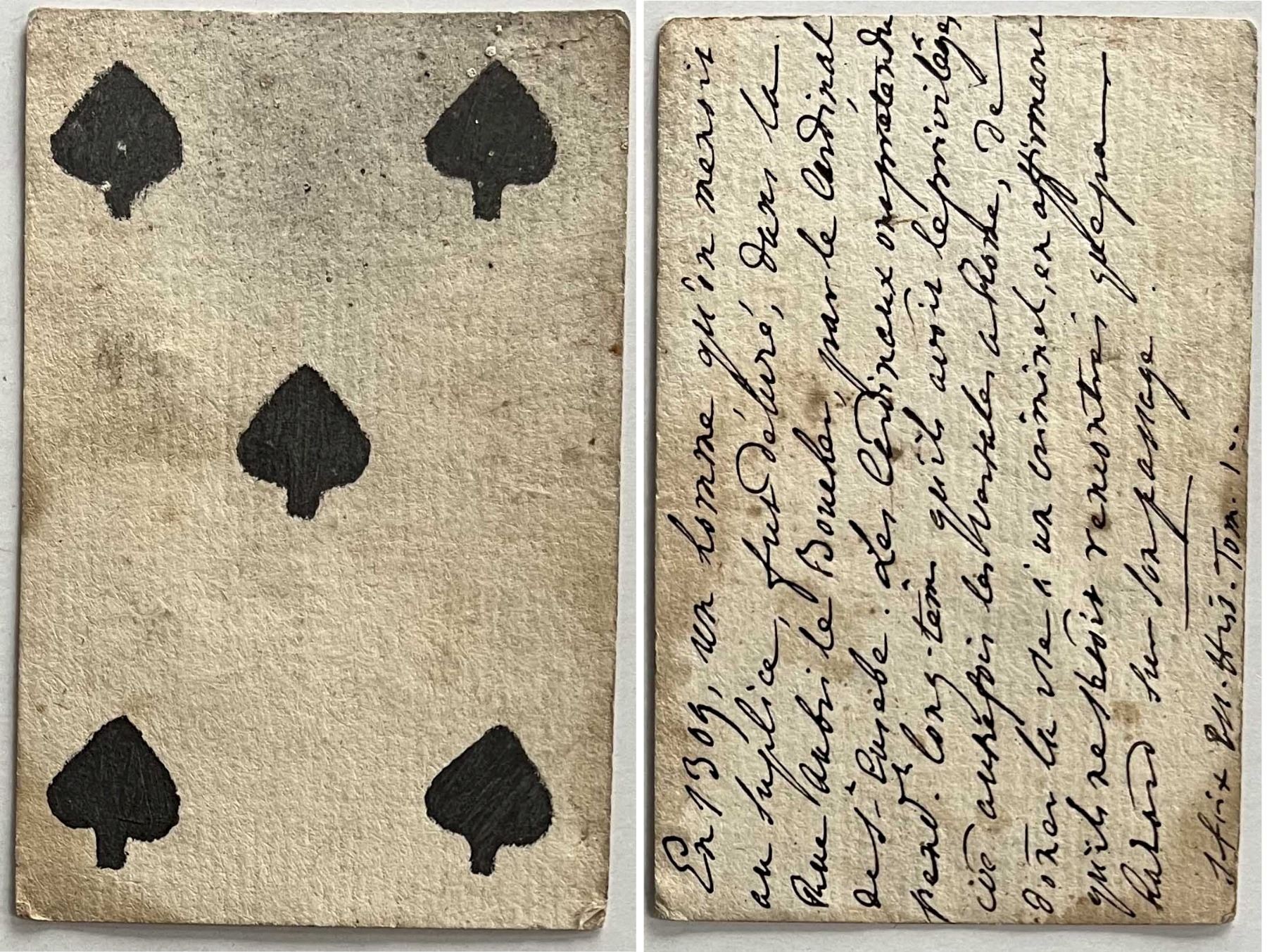 French Colonial Issue Playing Card; "Five of Spades" with French Hand ...