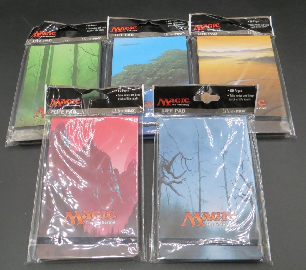 5 New Ultra Pro MTG Life Pads Island, Swamp, Plains, Mountain & Forest