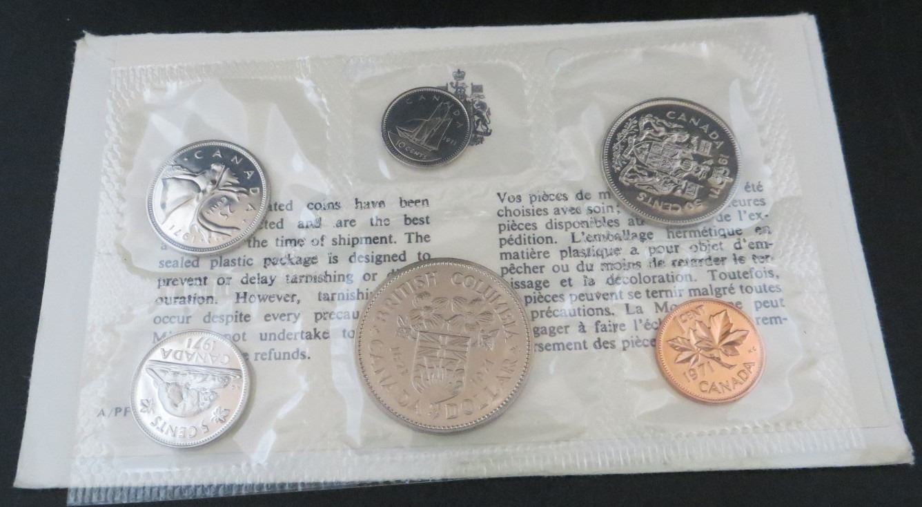 Royal Canadian Mint 1971 BC Dollar Uncirculated 6 Coin Collector Set
