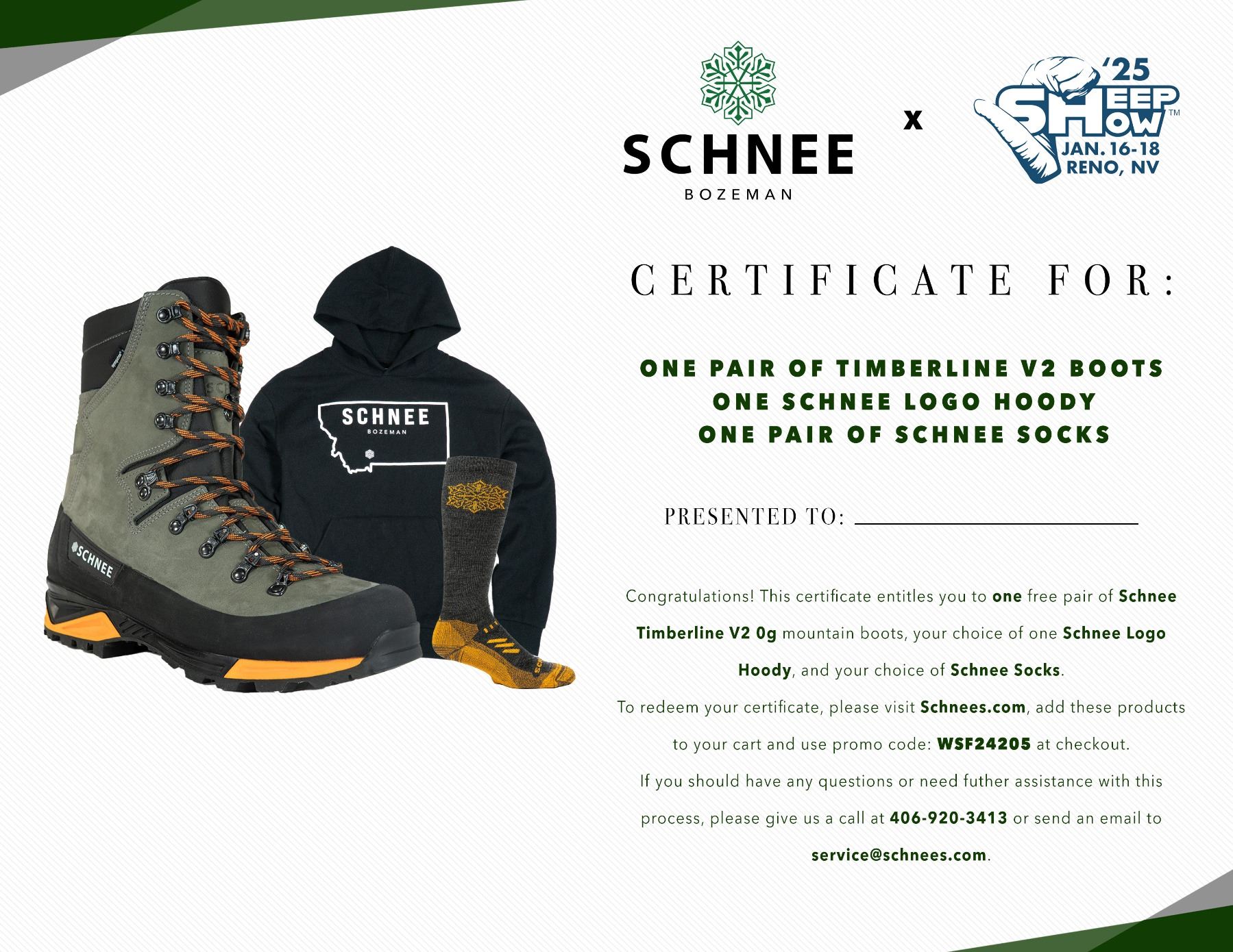 Schnee's Timberline v2 0g with Schnee's Logo Hoody and Socks