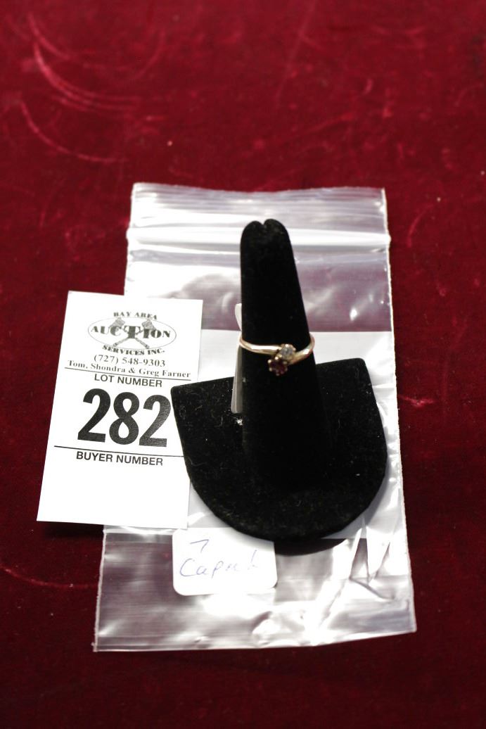 14K YG Ruby/Diamond Ring 1.9g