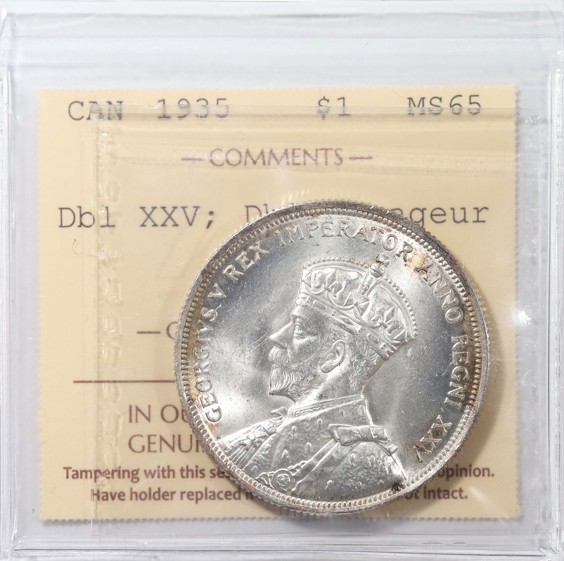 1935 Canada $1 ICCS MS-65 Dbl XXV; Dbl Voyageur