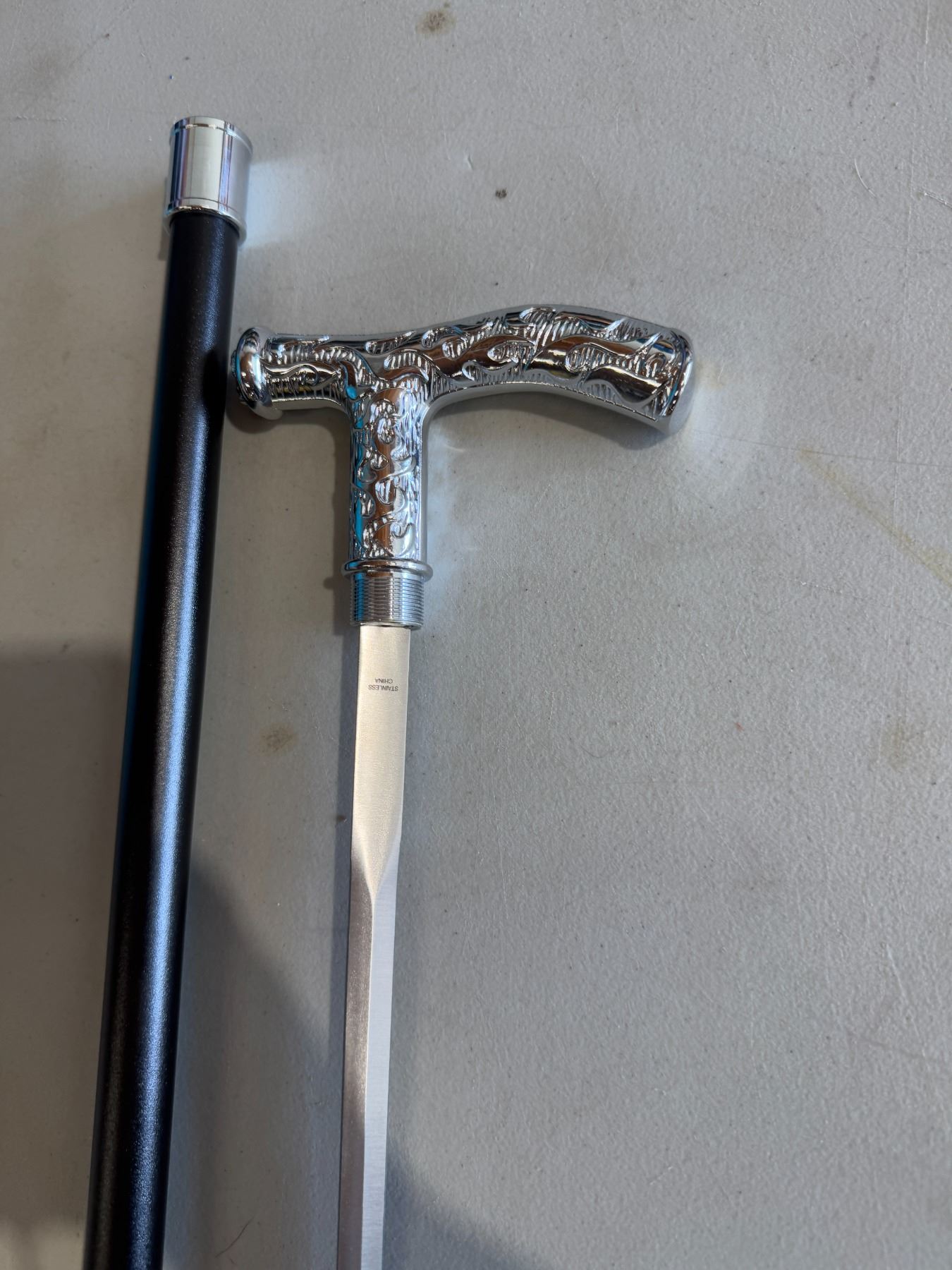Cane dagger silver handle