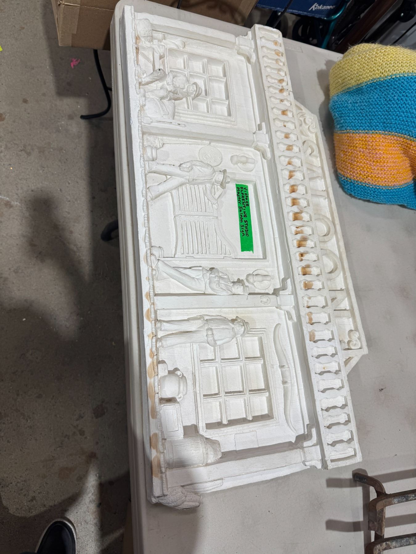 Vintage, Florentine studio, plaster saloon sign