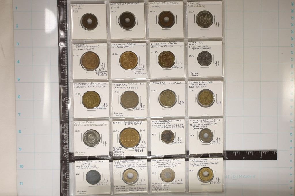 20-ASSORTED ARCADE & AMUSEMENT PARK TOKENS: