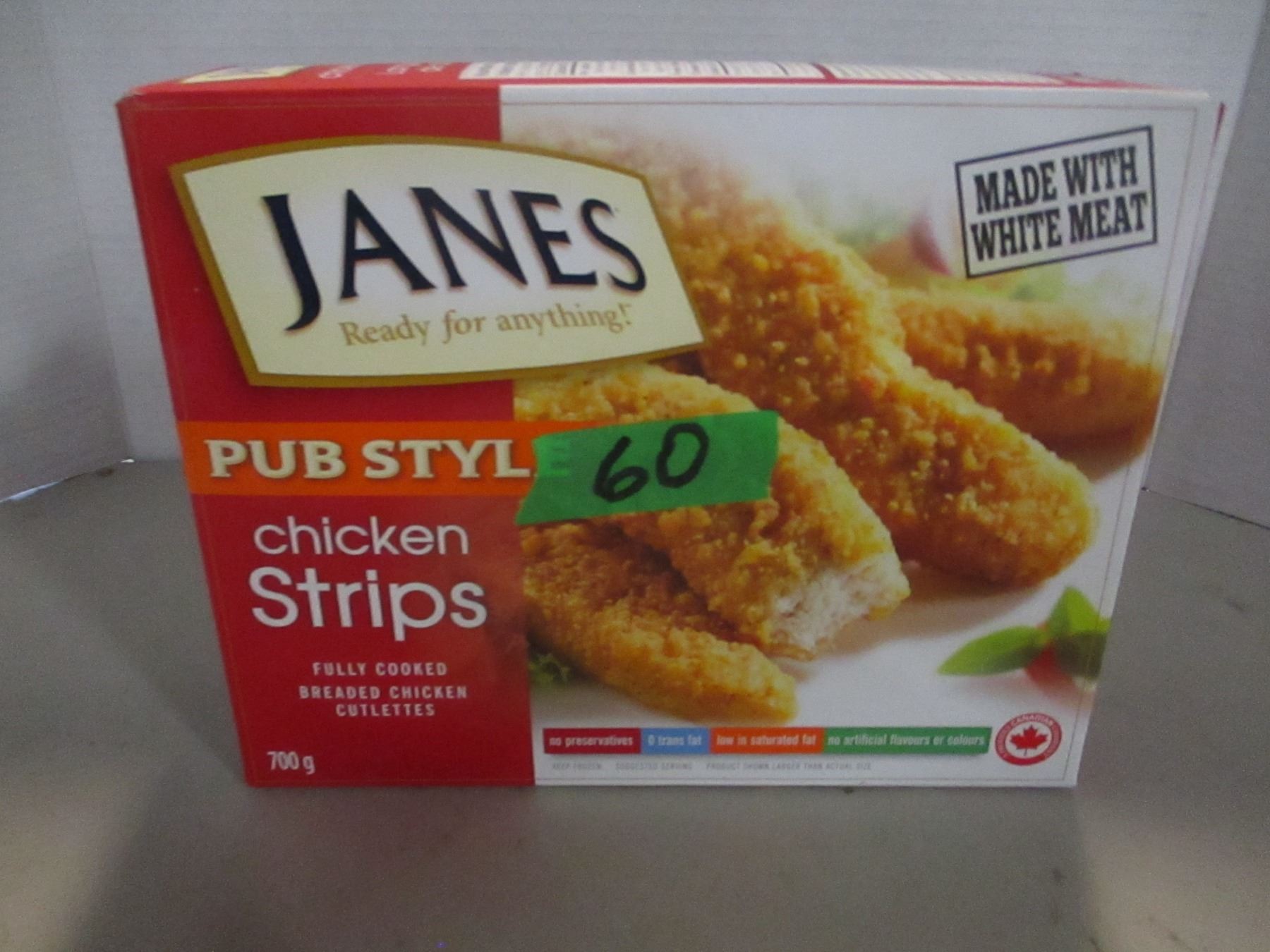 FROZEN: JANE'S FULLY COOKED CHICKEN STRIPS (700G) - BOX
