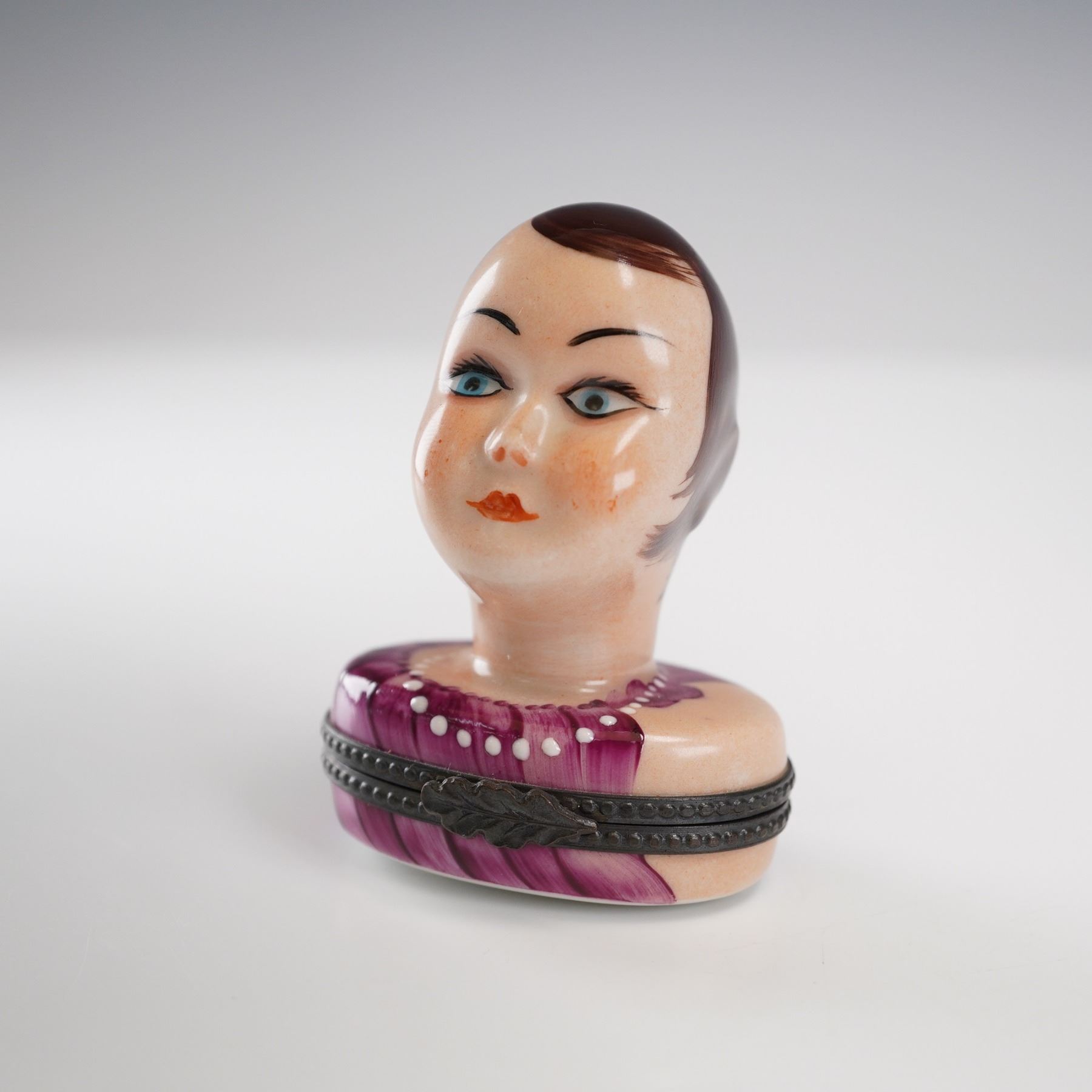 Limoges Porcelain Figural Bust Treasure Box