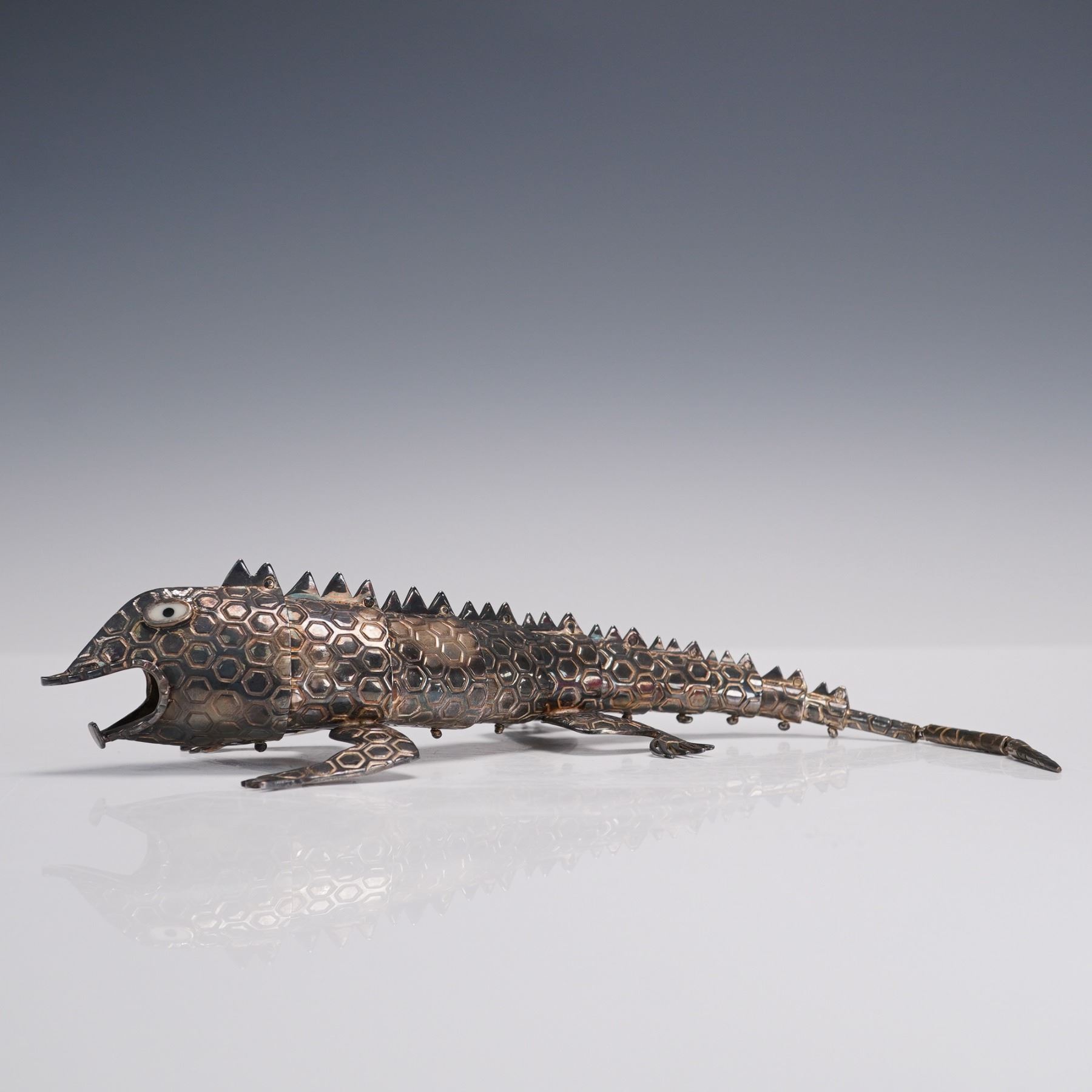 Emilio Castillo Mexican Articulated Metal Lizard Sculpture
