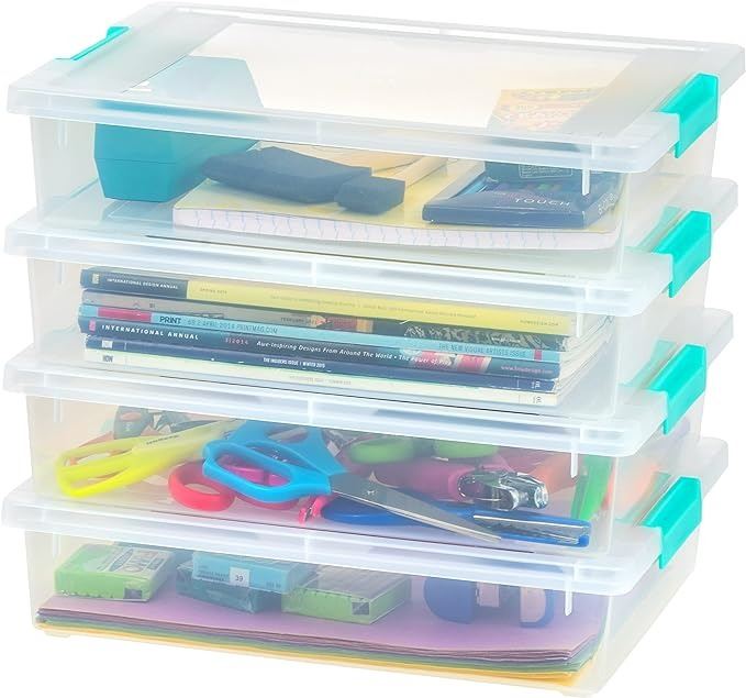 Iris Usa 6 Qt. Plastic Storage Bins Containers With Lids 4 Pack Sensory ...