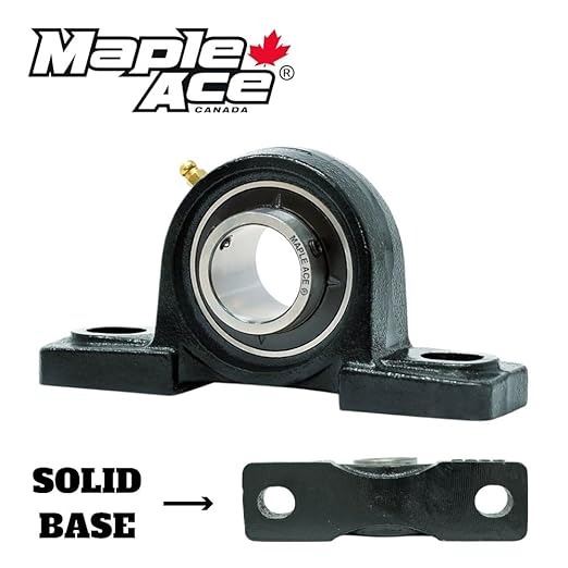Maple Ace Ucp206-19 Pillow Block Bearing 1-3/16in Bore 2-Bolt Self-Aligning Solid Base Heavy Duty