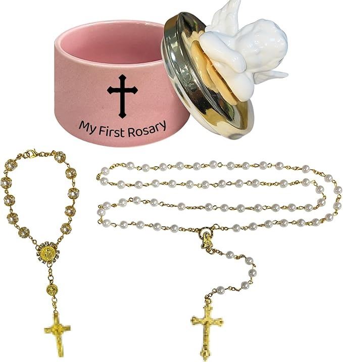 My First Rosary With Ceramic Keepsake Box Baptism Rosary For Girls ...