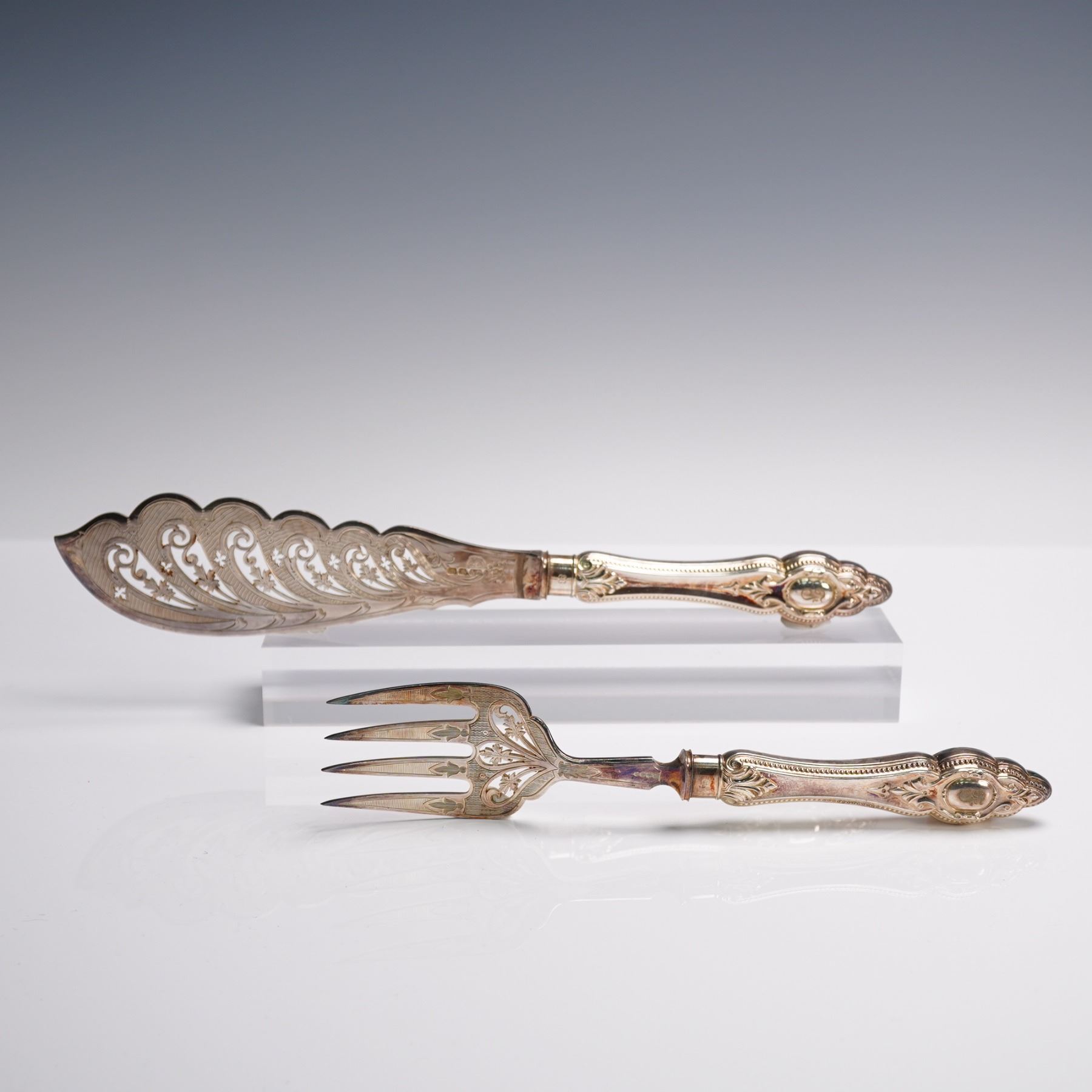 Martin Hall & Co. Victorian Silverplate Fish Serving Set in Fitted Case