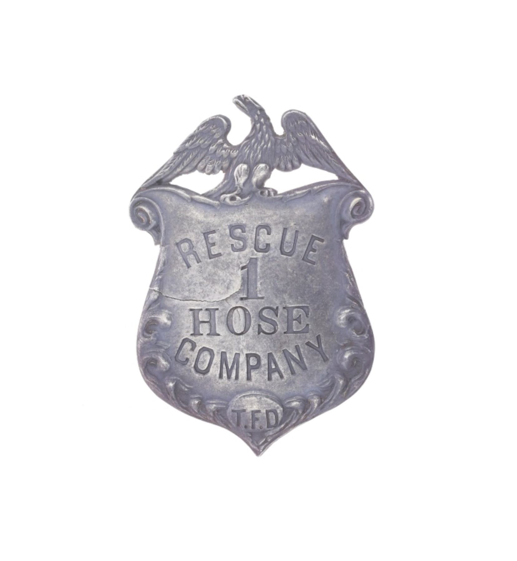 RARE Tombstone, A.T. Rescue Hose Co #1 Fire Badge
