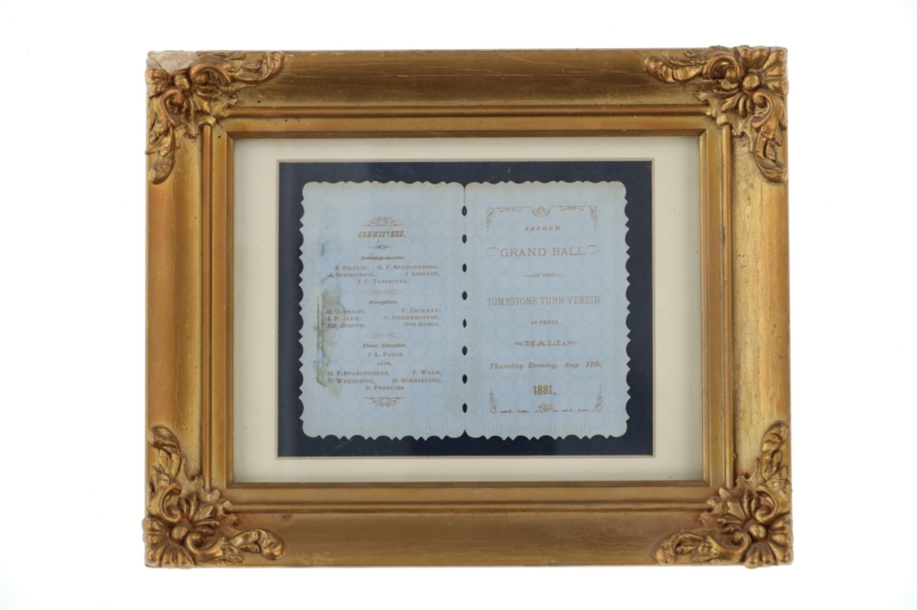 Tombstone TurnVerein Grand Ball Program/Dance Card
