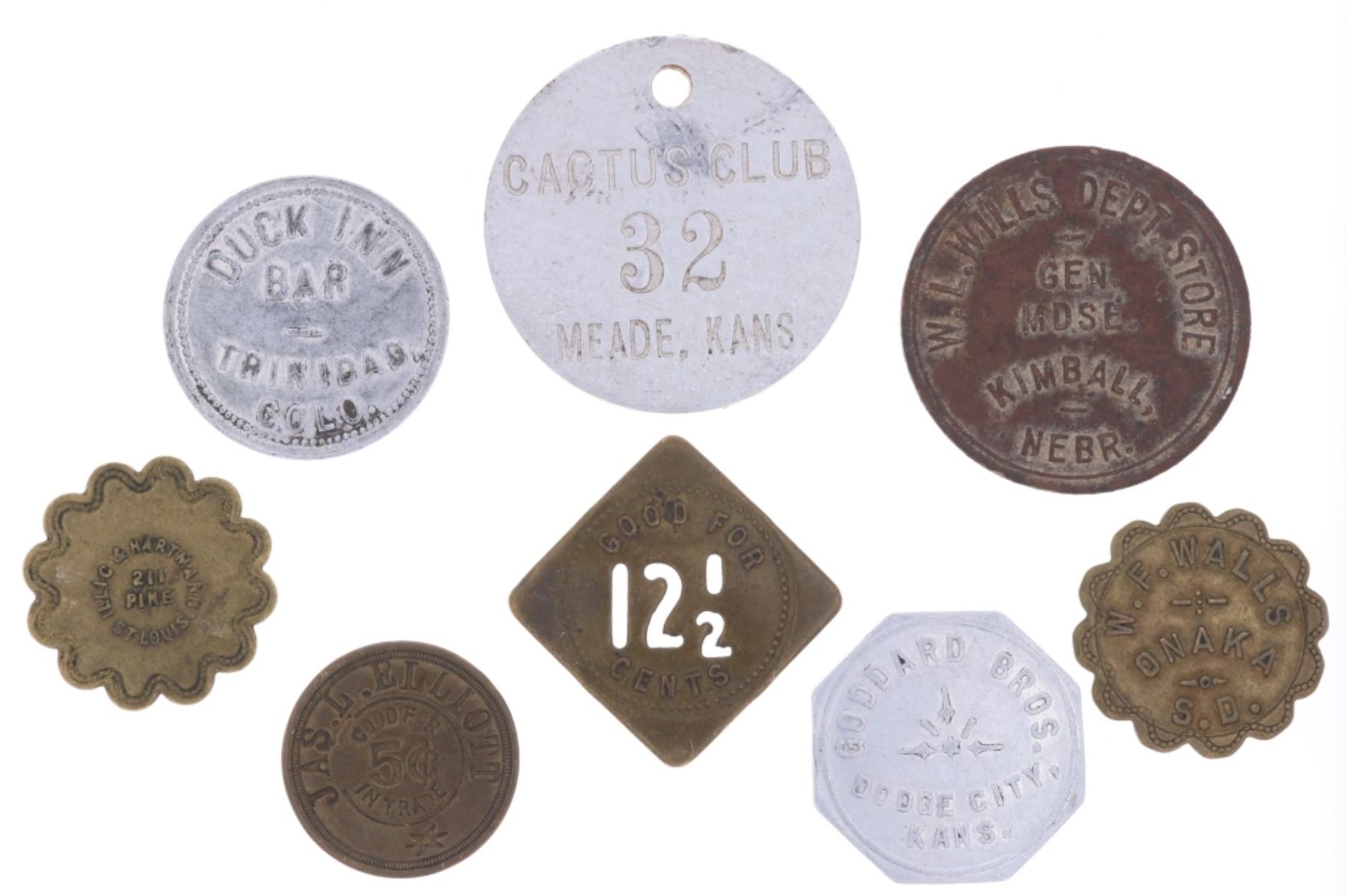 Tombstone Found Brass Drink Tokens c. 1870-1910