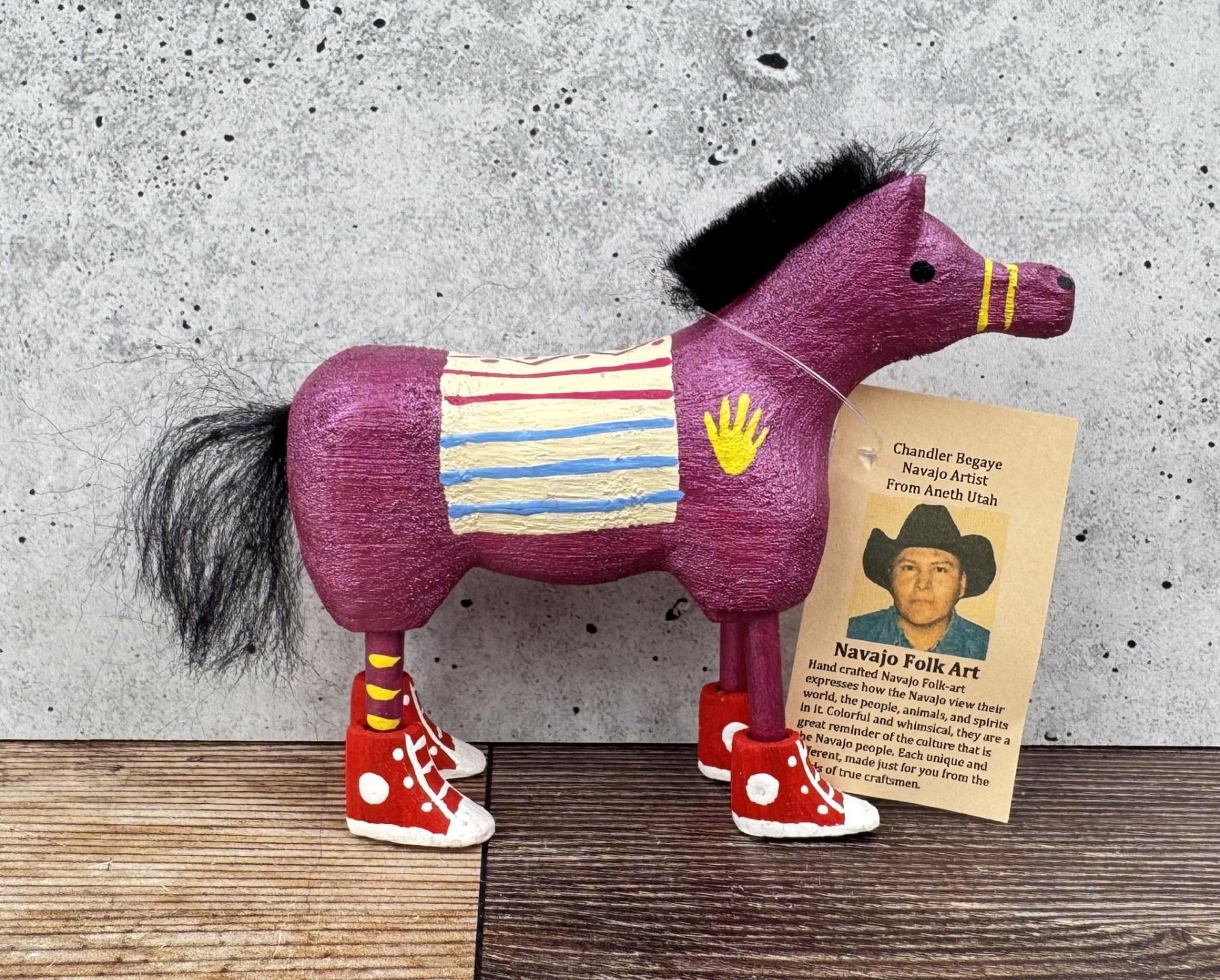 Chandler Begaye Navajo Folk Art Wood Carving Horse