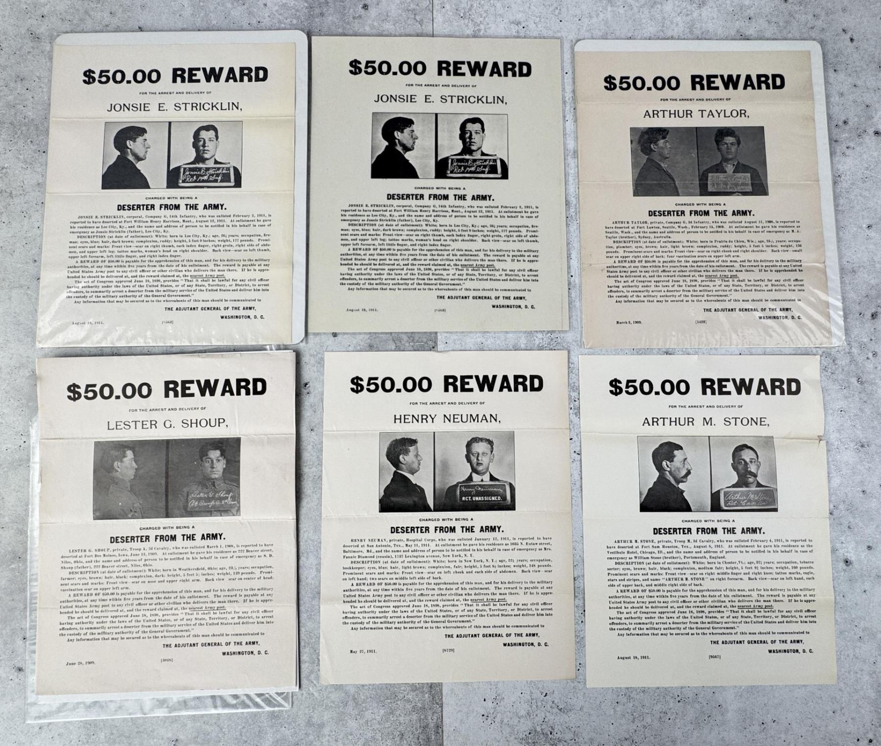 Collection Of Army Deserter Wanted Posters