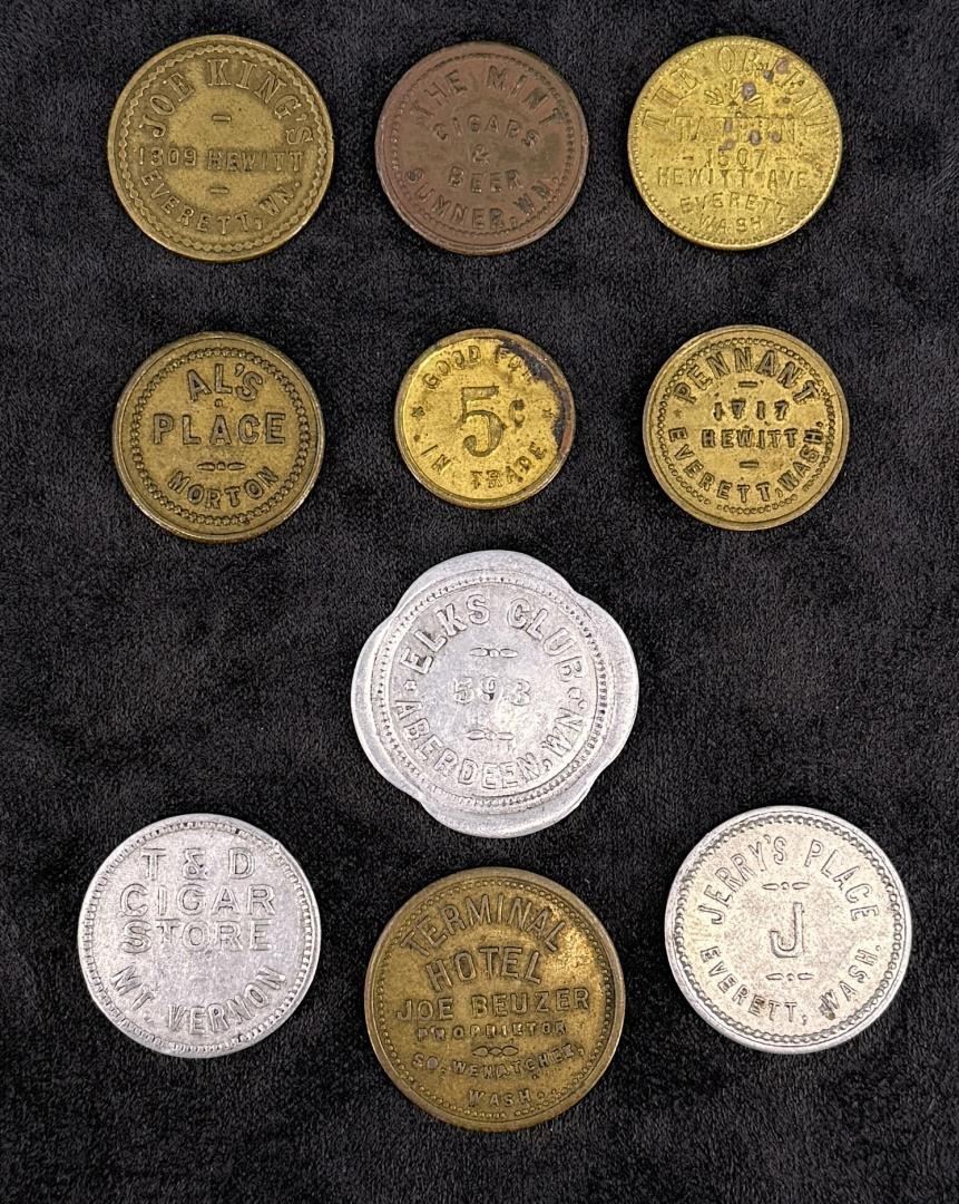 Collection of Washington State Trade Tokens