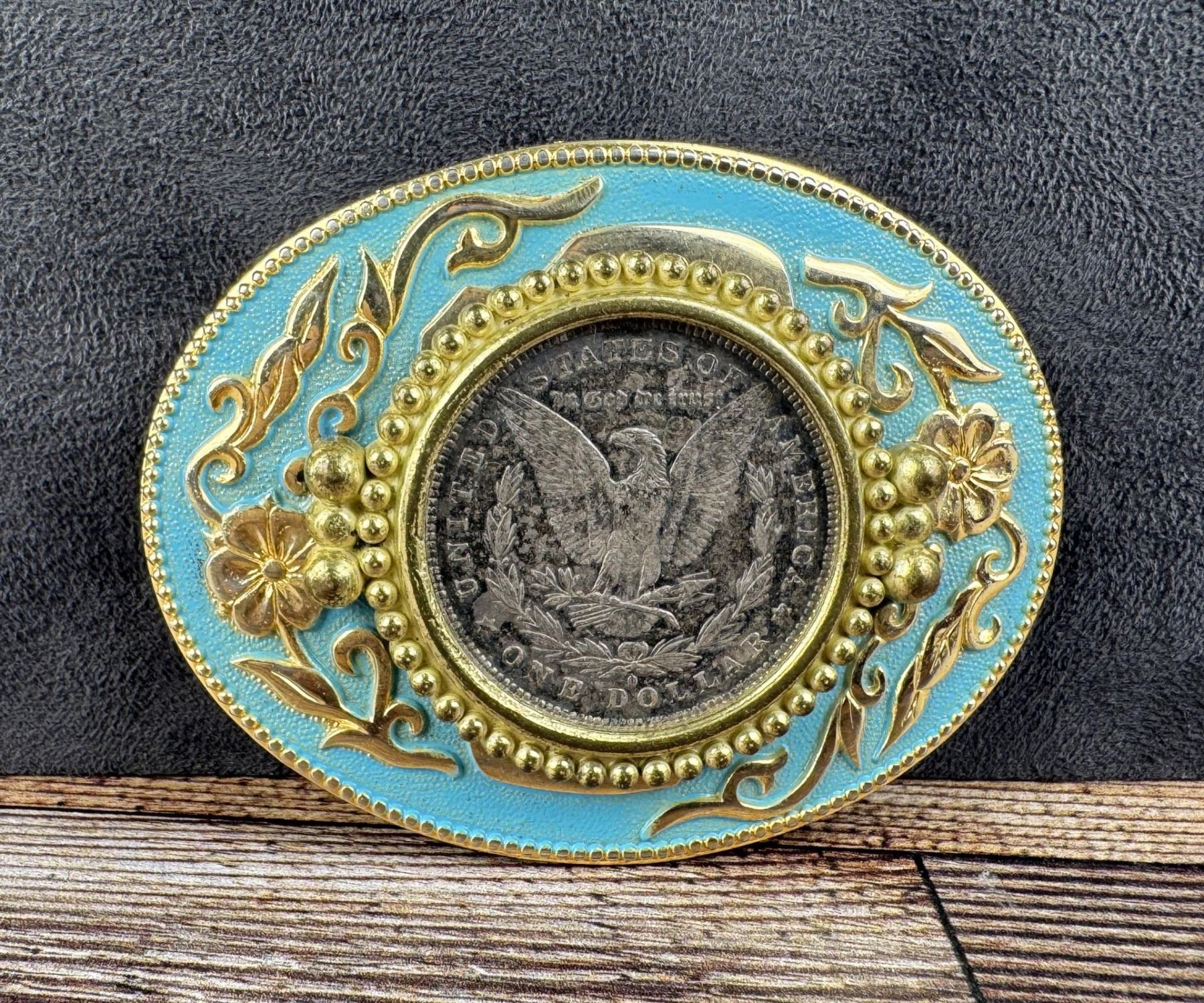 Morgan Silver Dollar Cowboy Belt Buckle
