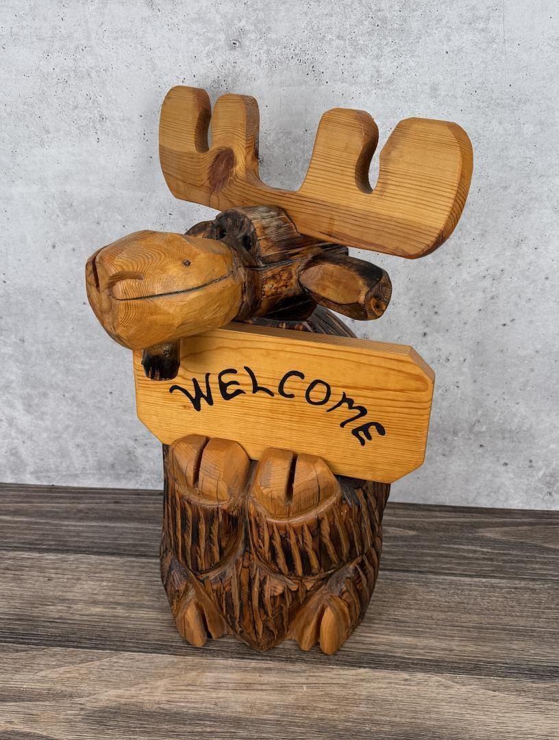 Montana Made Chainsaw Moose Welcome Sign