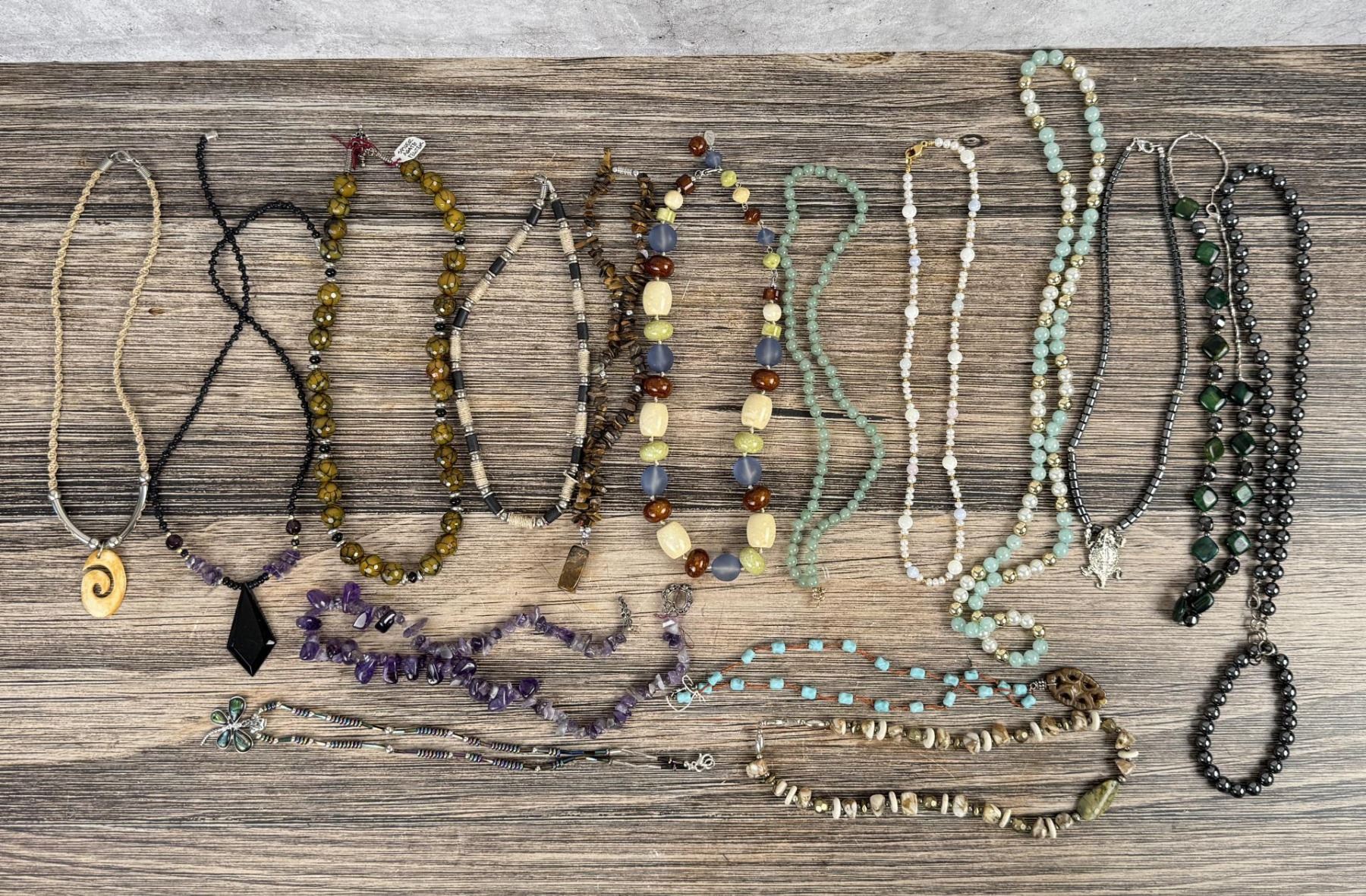 Assorted Carved Stone Necklaces