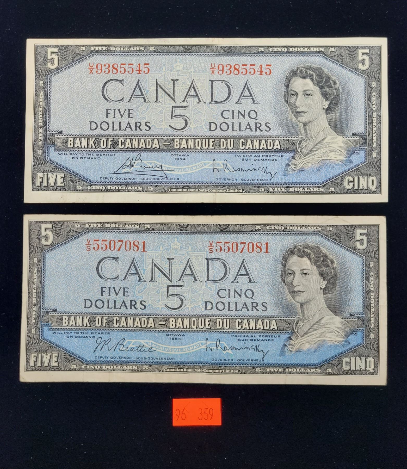 2 1954 Canada $5 Banknote