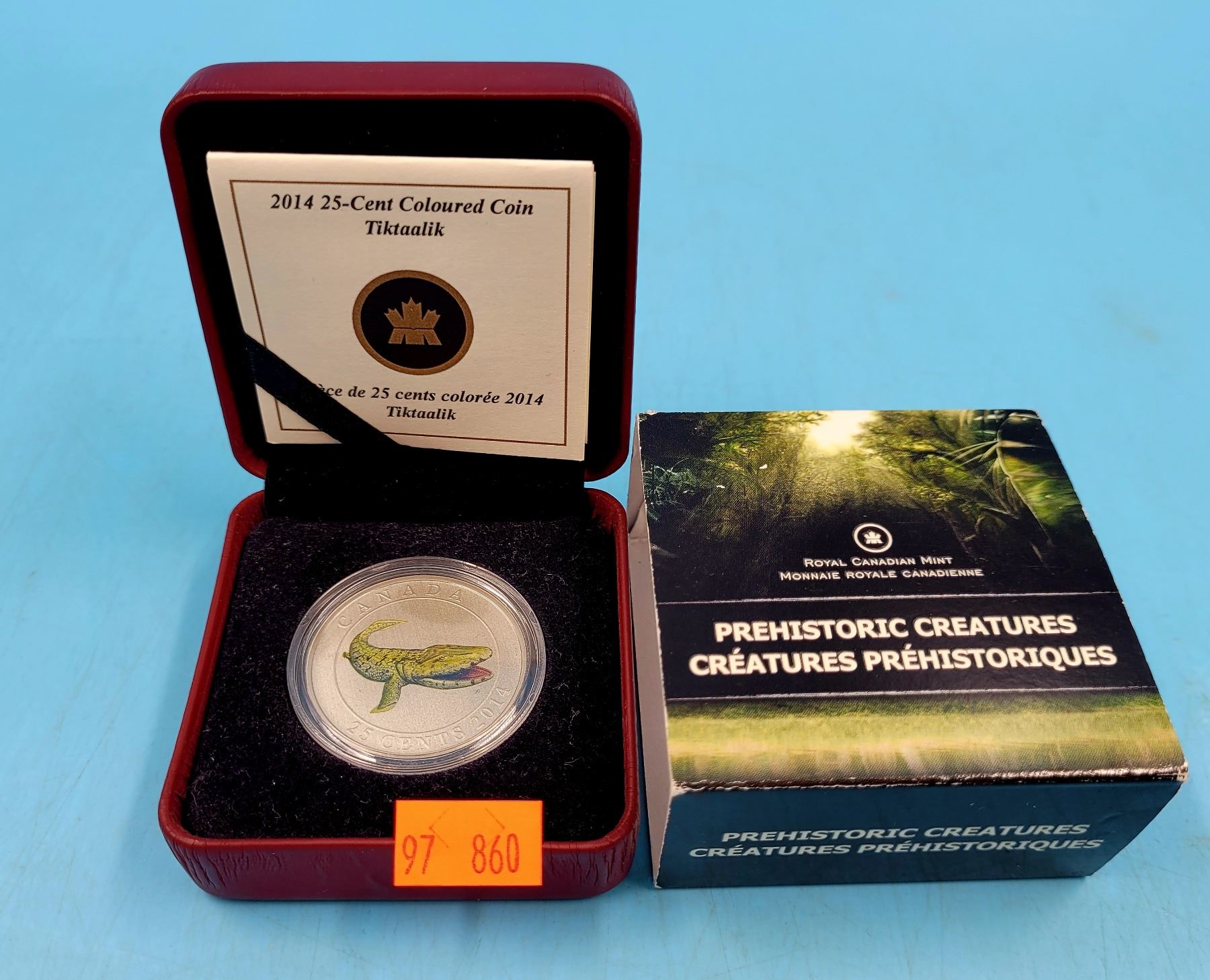 Royal Canadian Mint 2014 25-Cent Prehistoric Creature Coloured Coin